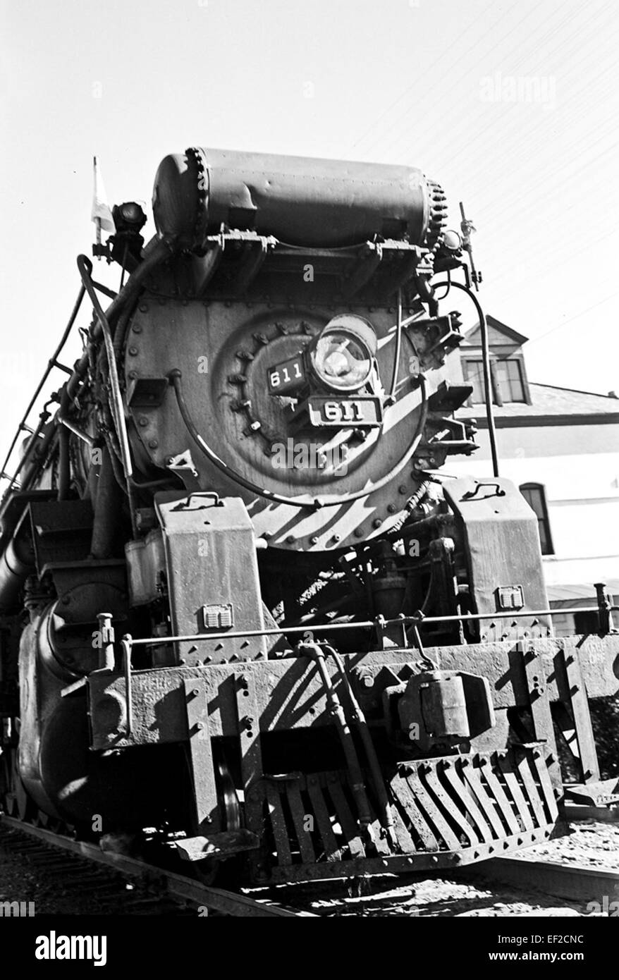 Locomotive 611, part of the Texas & Pacific Railway Company, is shown ...