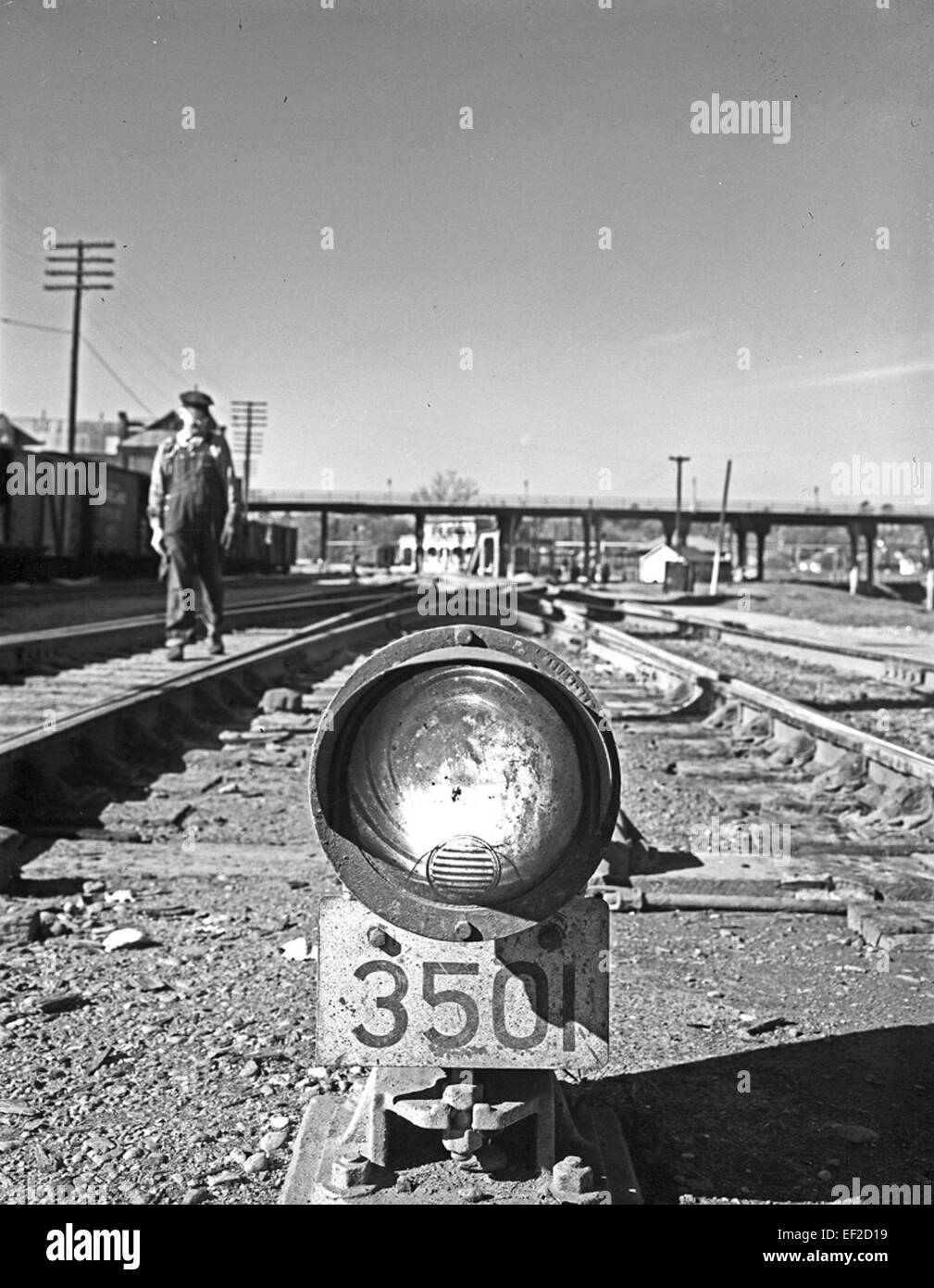 A photograph showing Signal Light 3501 during track maintenance work by ...
