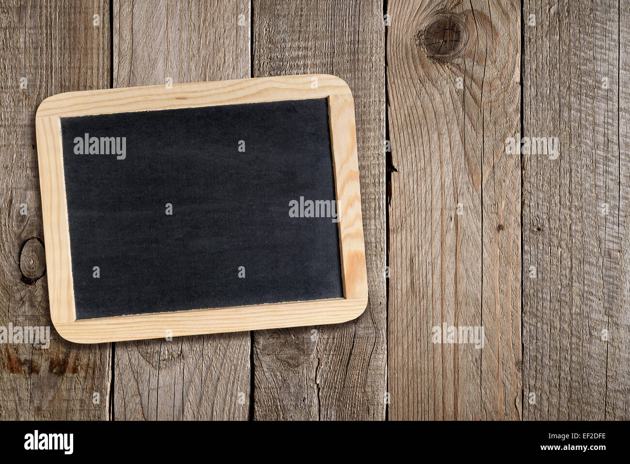 Empty blackboard on wooden background Stock Photo - Alamy