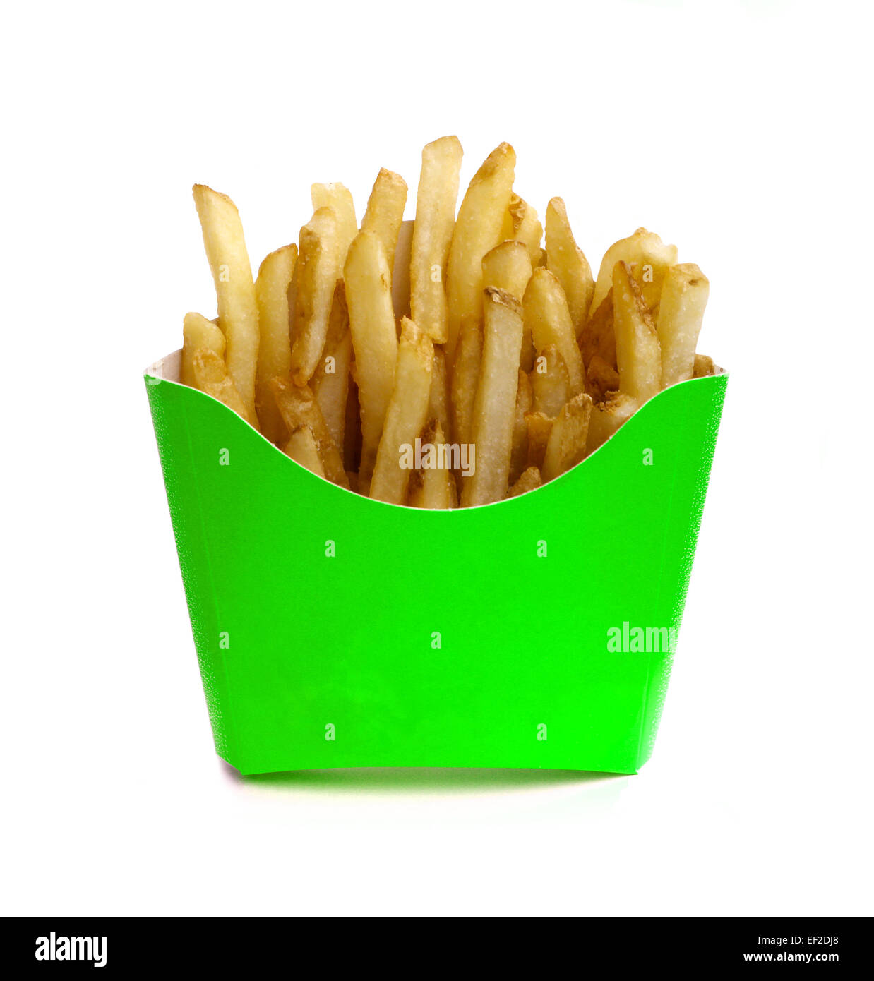 Green box of french fries isolated on white Stock Photo - Alamy