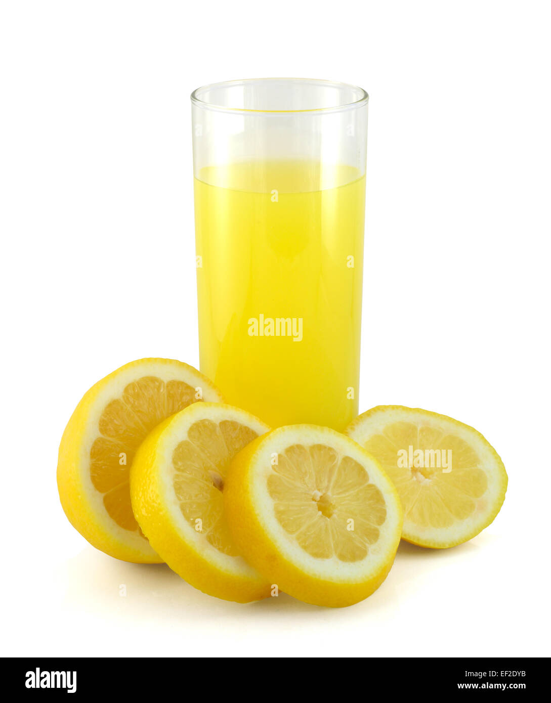 Juice with cut lemon isolated on white background Stock Photo - Alamy