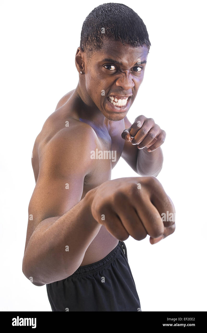 Young man practicing karate Stock Photo - Alamy