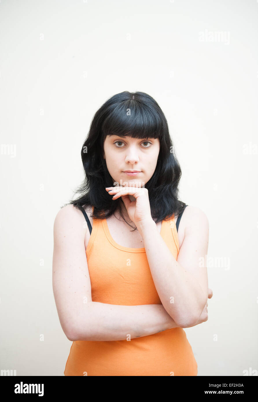 Hand under chin hi-res stock photography and images - Alamy