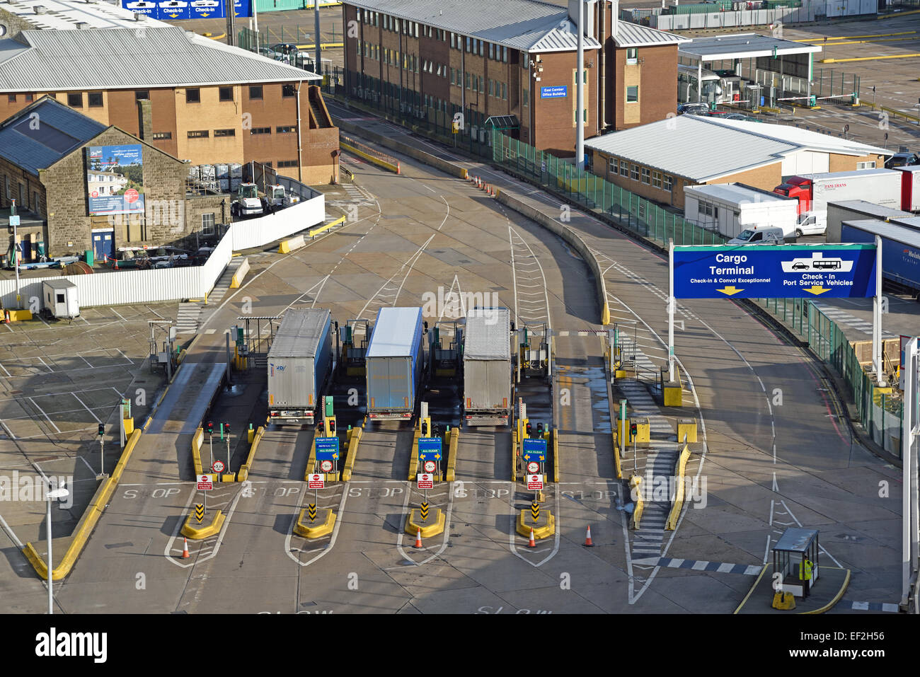 Lorries at the weighbridge area before queuing to join their ferry at ...