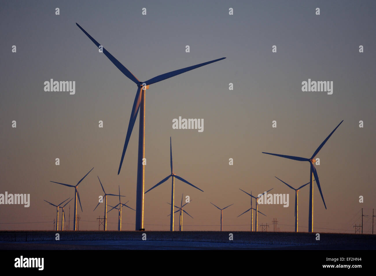 A wind farm in eastern Colorado at sunset Stock Photo - Alamy