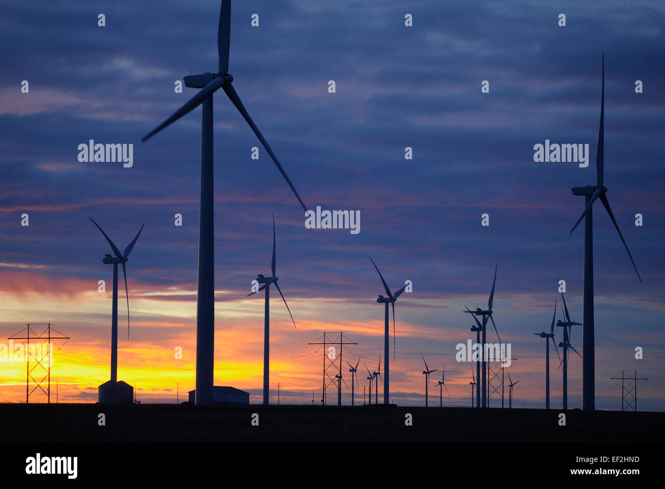 A wind farm in eastern Colorado at sunset Stock Photo - Alamy
