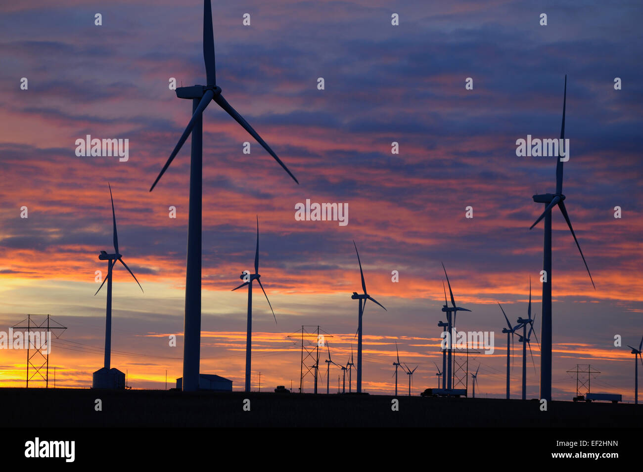A wind farm in eastern Colorado at sunset Stock Photo - Alamy