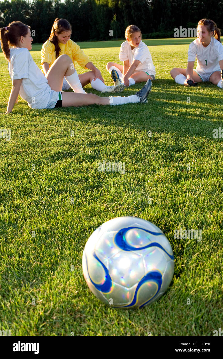 Girls on a soccer field Stock Photo - Alamy
