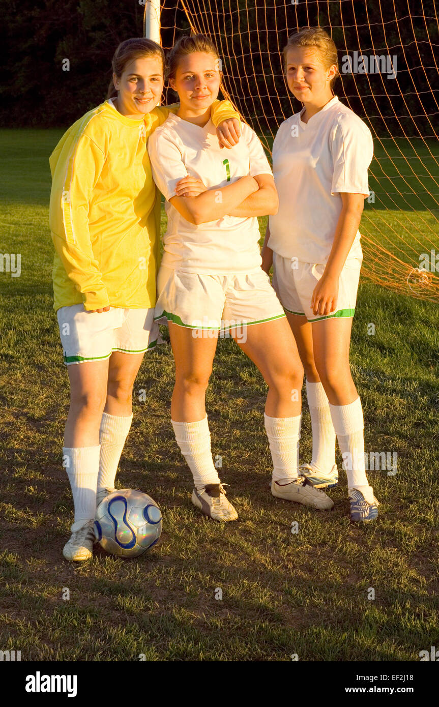 Girls on a soccer field Stock Photo - Alamy