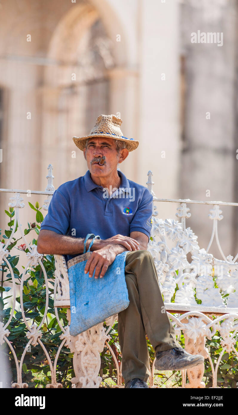Cuban lifestyle: Local middle aged man with a moustache wearing a straw ...
