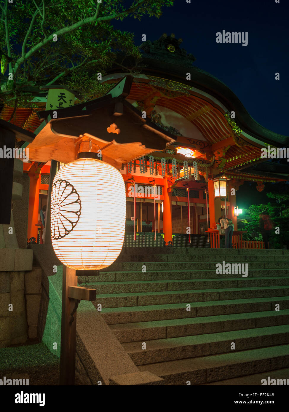 Light lantern in the night at Fushimi-Inari-Taisha temple Stock Photo ...