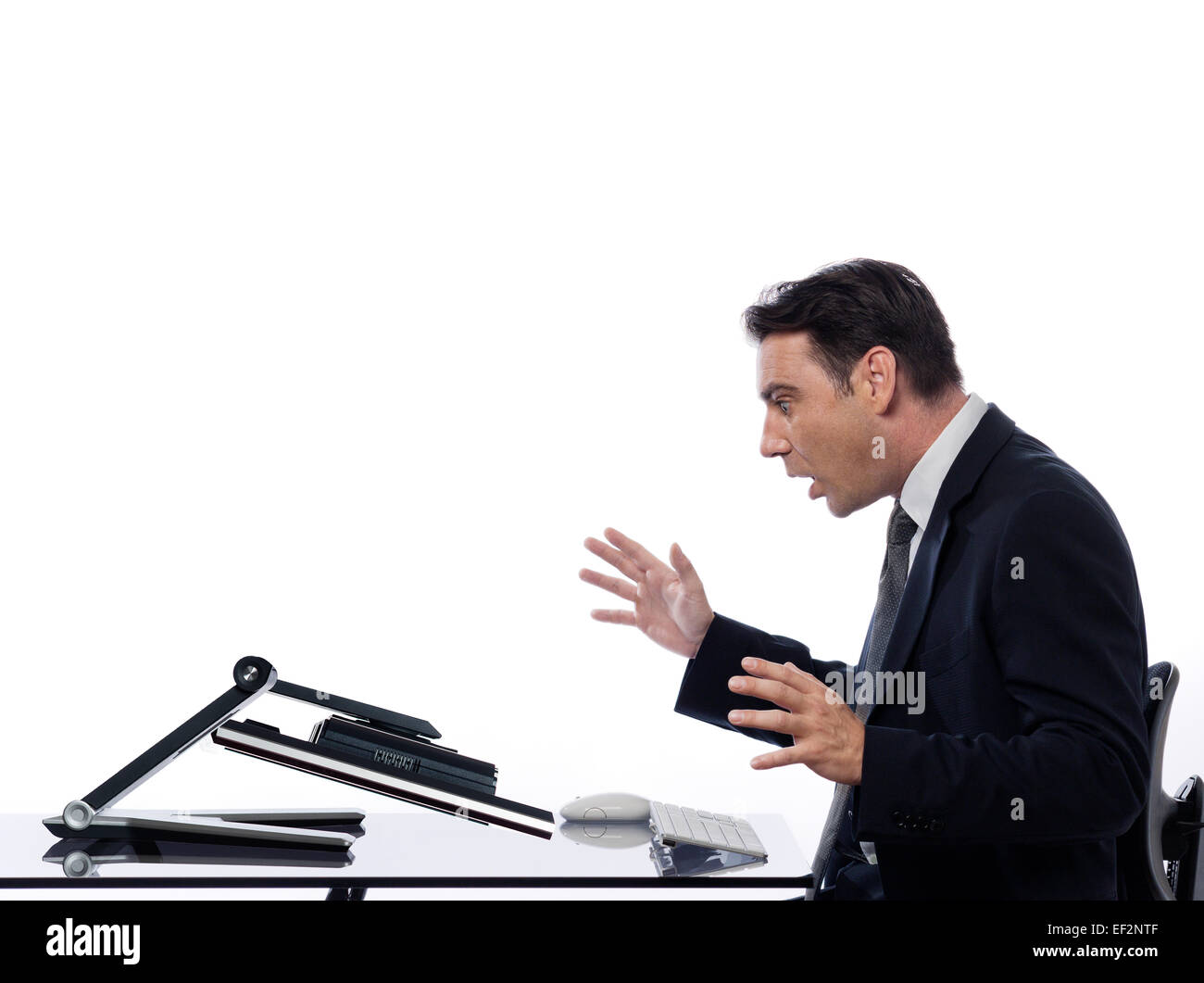 relationship between a caucasian man and a computer display monitor on ...