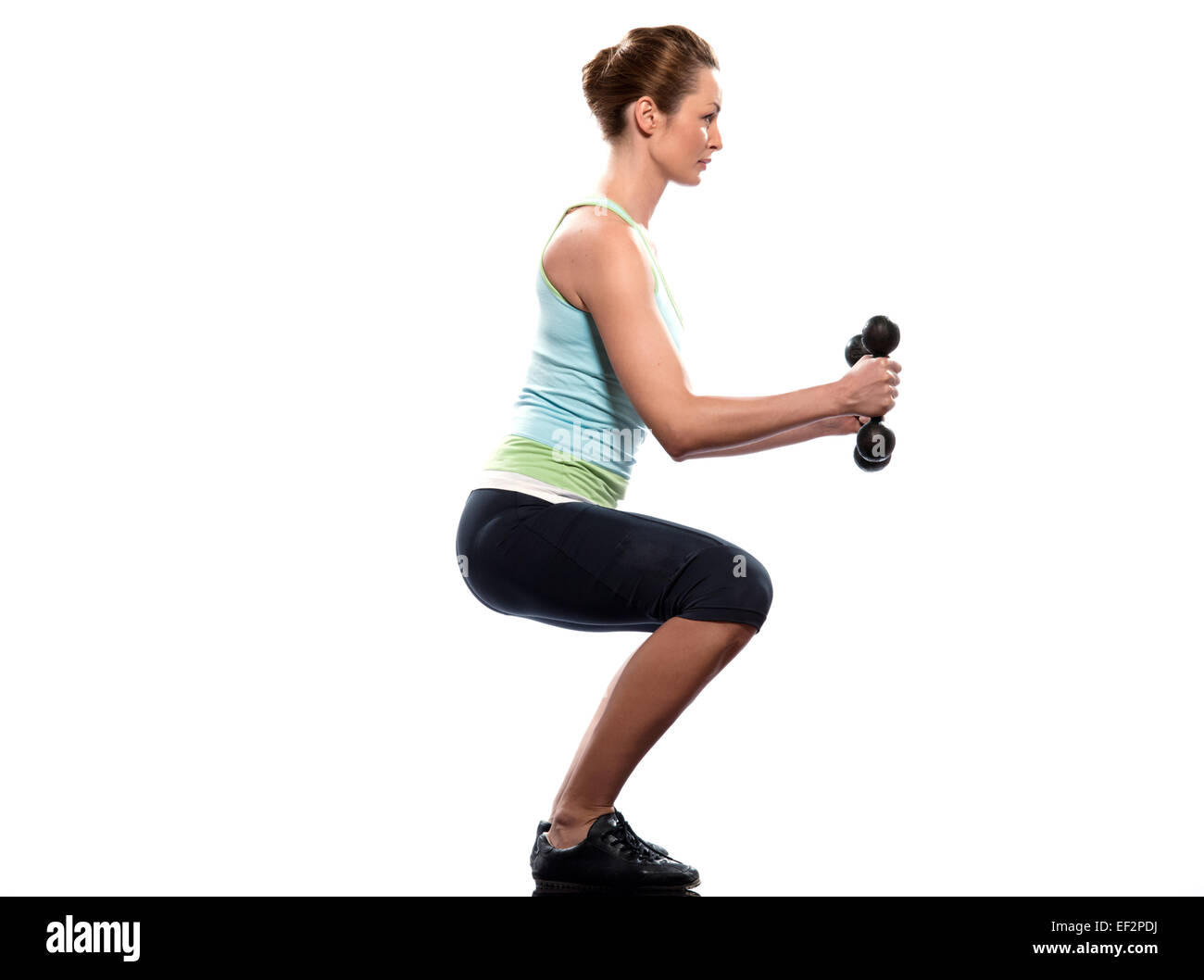 woman exercising workout on white background Stock Photo - Alamy