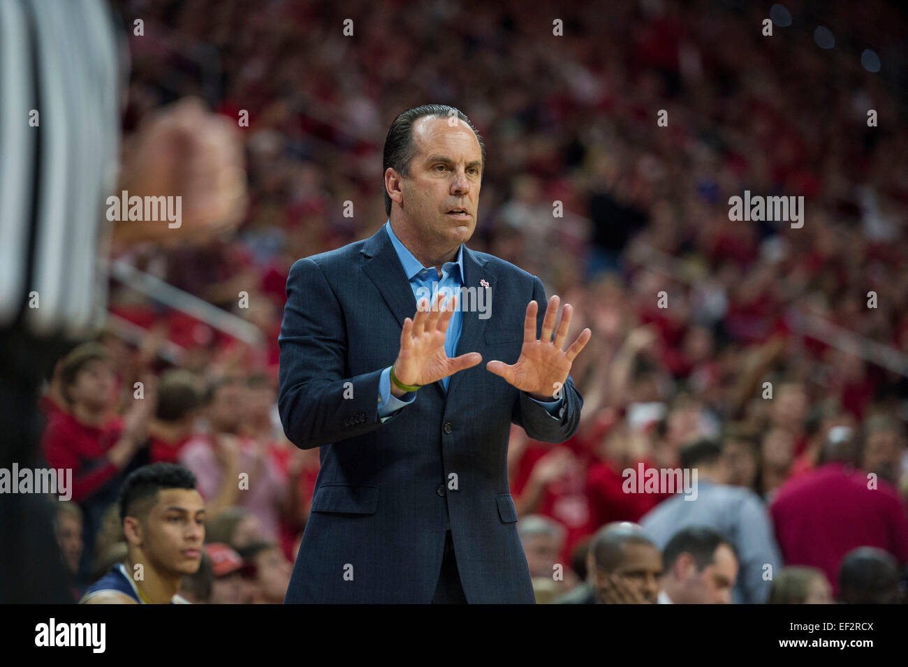 Raleigh, NC, USA. 25th Jan, 2015. Notre Dame Head Coach Mike Brey ...
