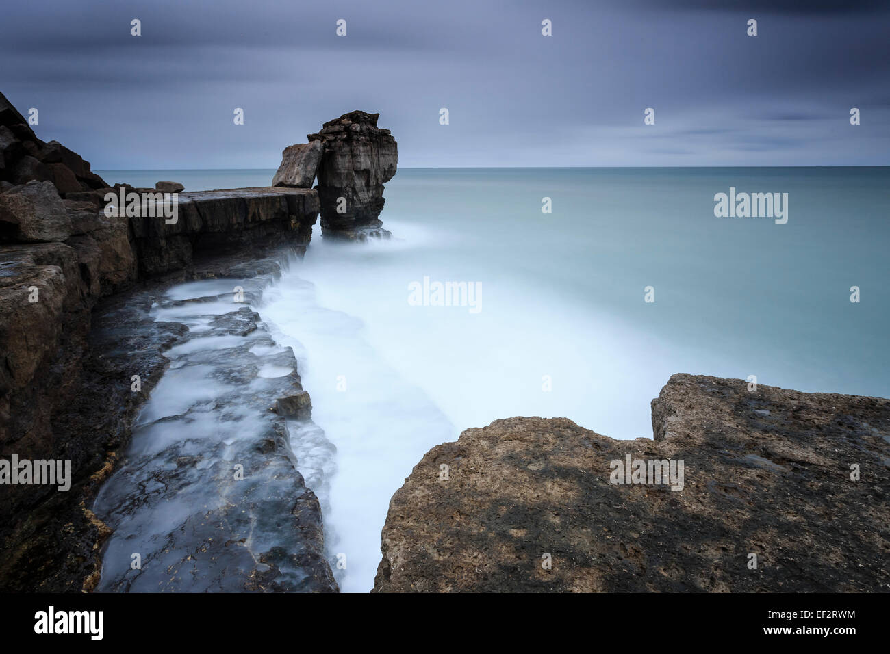 Dusk, Pulpit Rock, Portland Bill, Dorset, United Kingdom Stock Photo ...