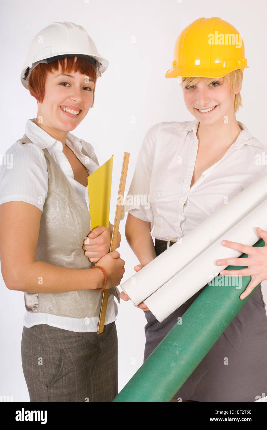 Female architect drafting blueprint ruler hi-res stock photography and ...