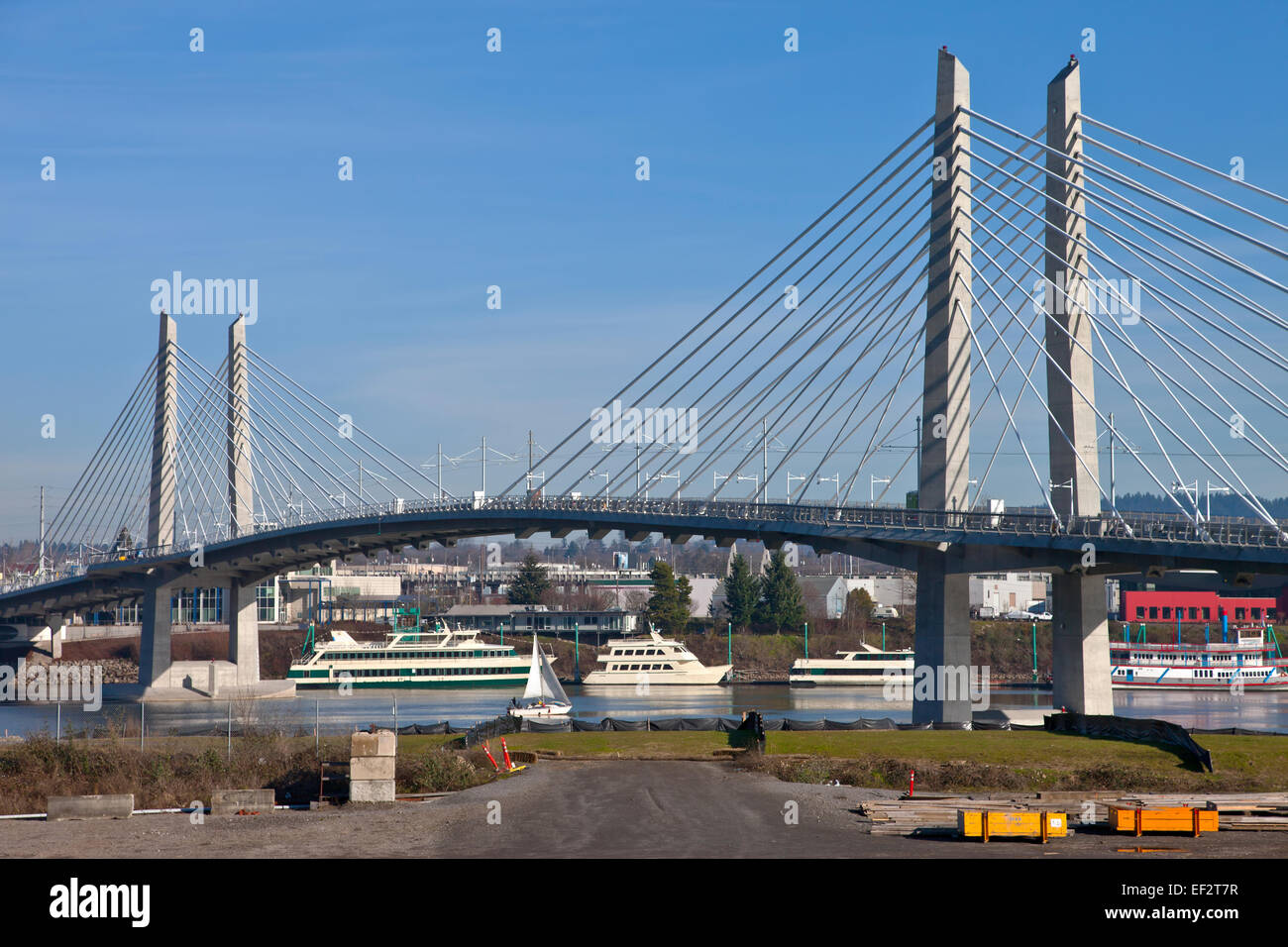Portland Oregon new Tilikum crossing and pedestrian bridge under ...