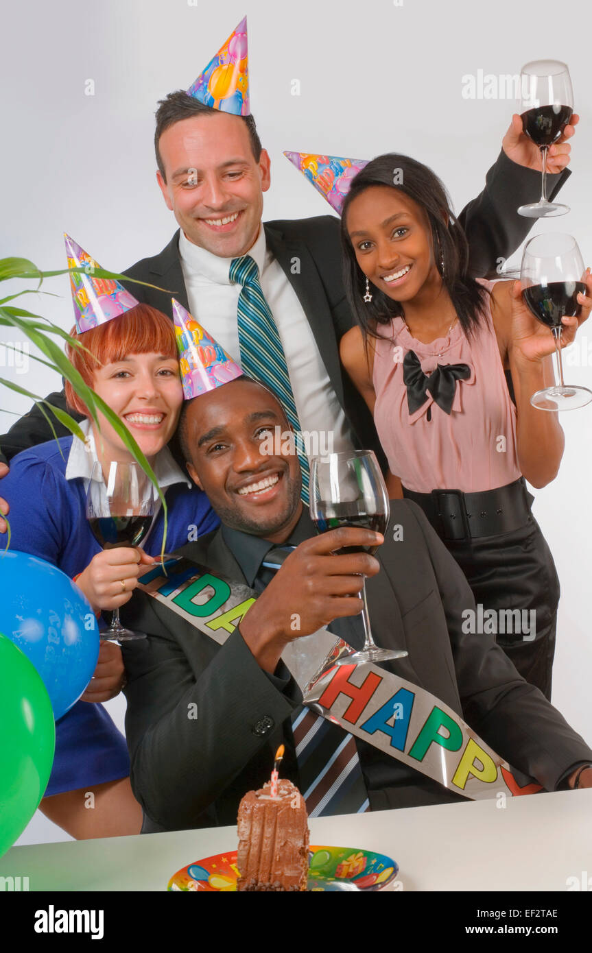 Birthday celebration at the office Stock Photo - Alamy