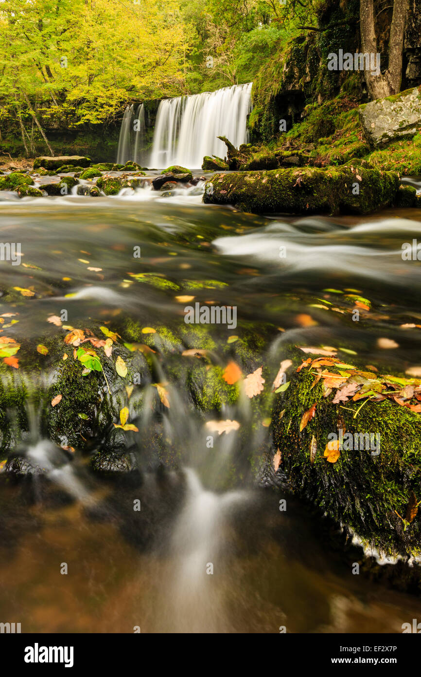 Waterfall in the Ystradfellte area of the Brecon Beacons, Wales Stock ...