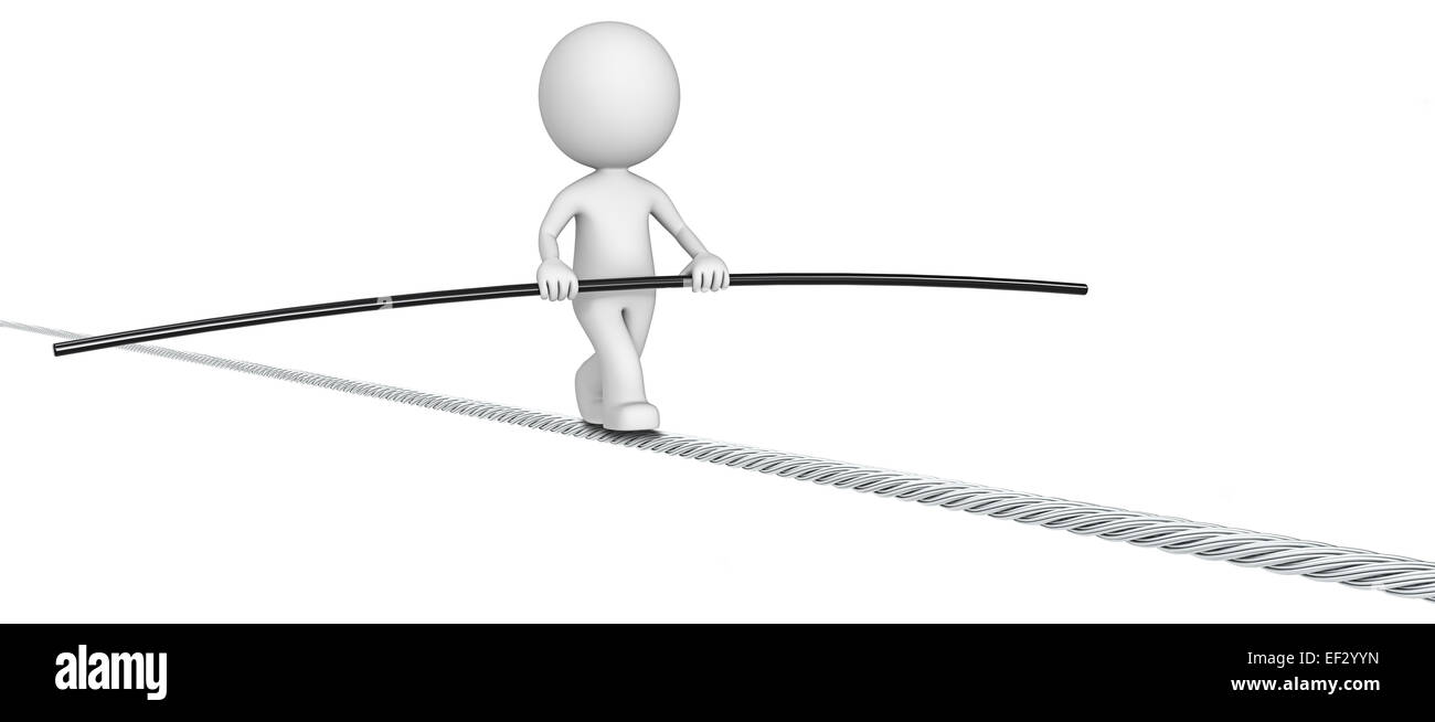 The Dude balancing on a wire holding bar. Isolated Stock Photo - Alamy