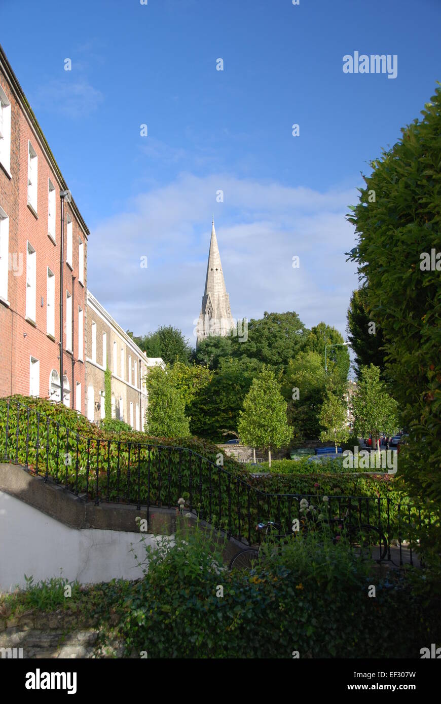 Houses and Christchurch Spire Leeson Street Upper Dublin Ireland Stock ...