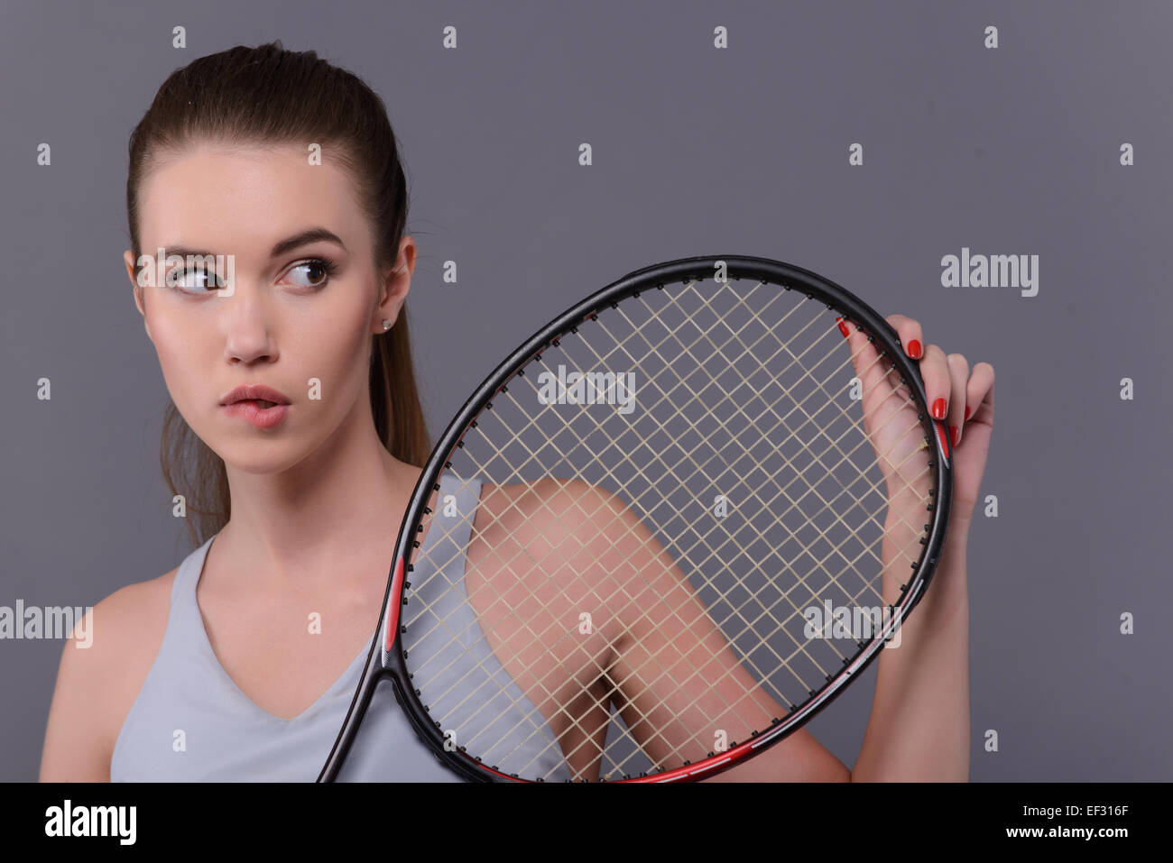 Young concentrated female tennis hi-res stock photography and images ...