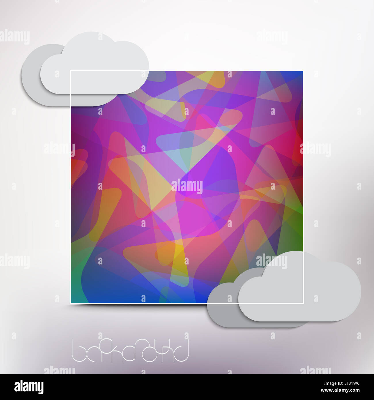abstract colorful fractal frame with paper clouds. vector graphic ...