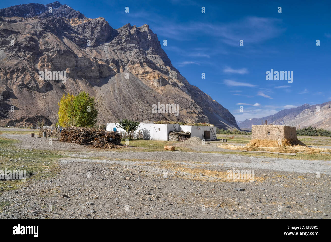 Settlement in Pamir mountains in Tajikistan Stock Photo - Alamy
