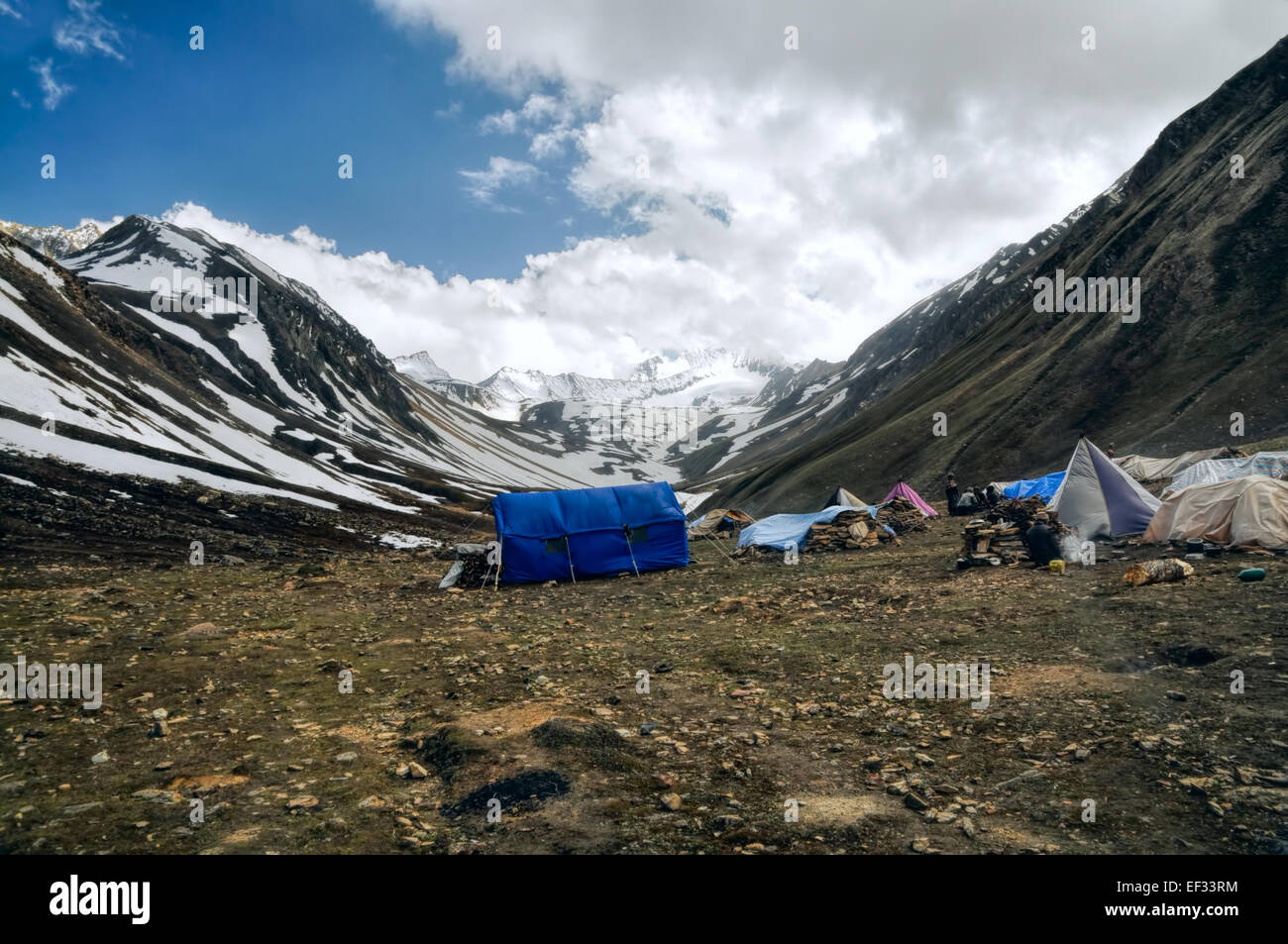 High altitude base camp in Himalayas mountains in Nepal Stock Photo - Alamy