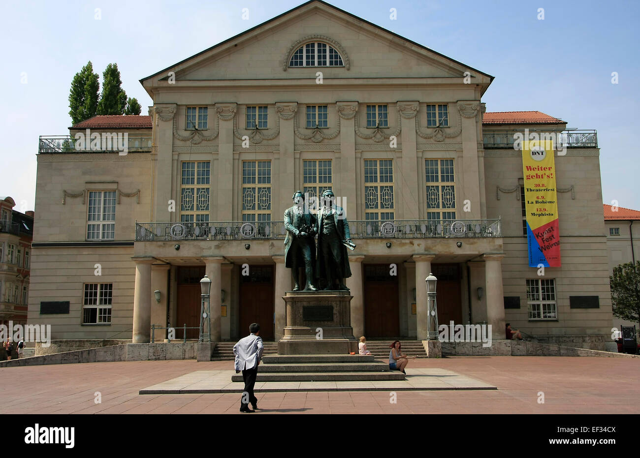 The German National Theater in Weimar and the Goethe-Schiller Monument ...