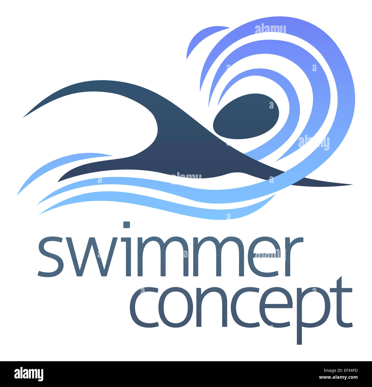 An illustration of an abstract swimmer swimming through waves concept ...