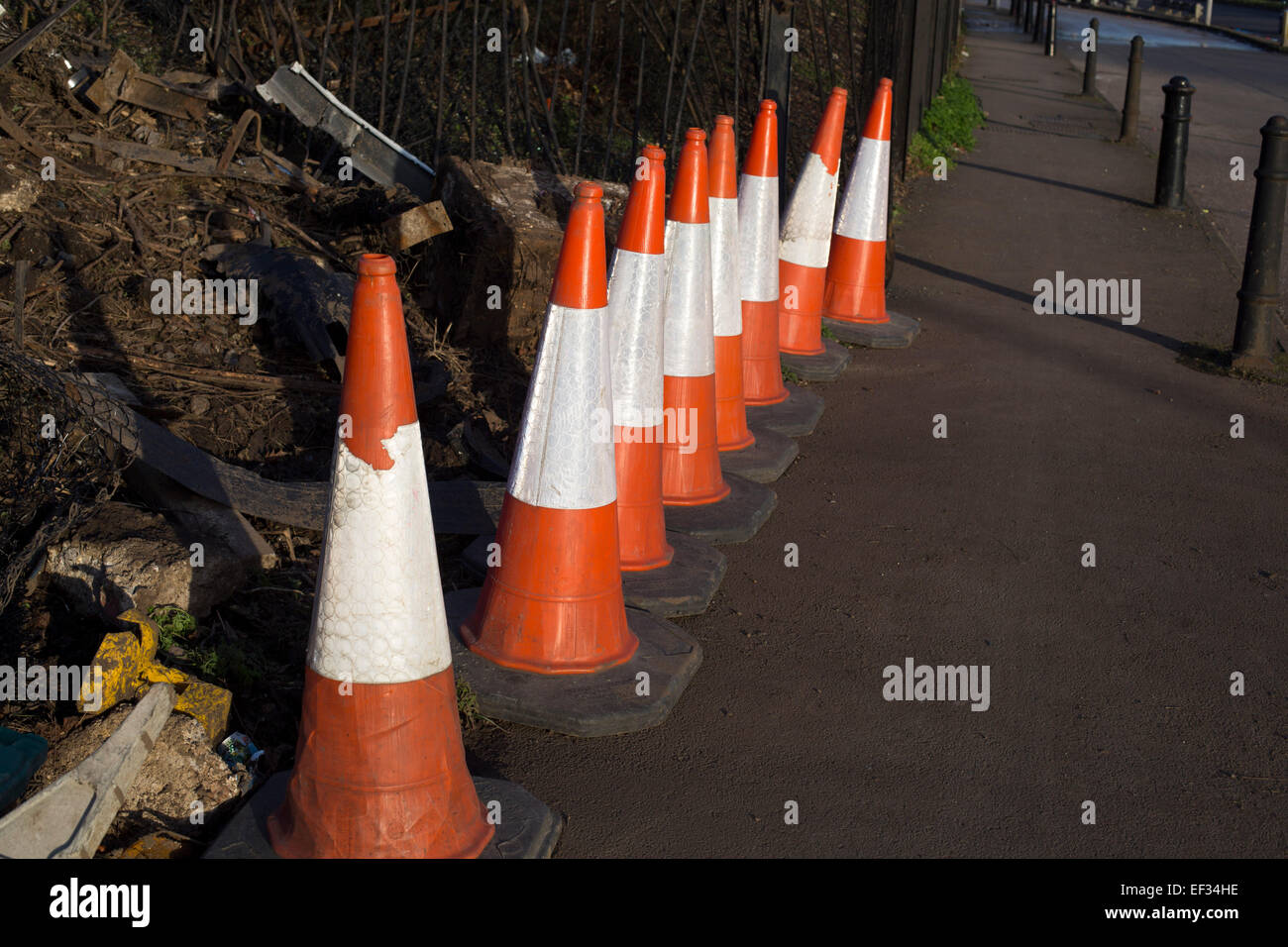 Cones Cone traffic North Circular Slip Road Stock Photo - Alamy