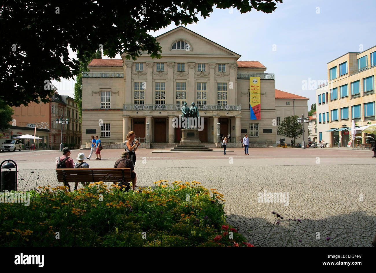 National theater at theaterplatz in weimar with goethe schiller ...