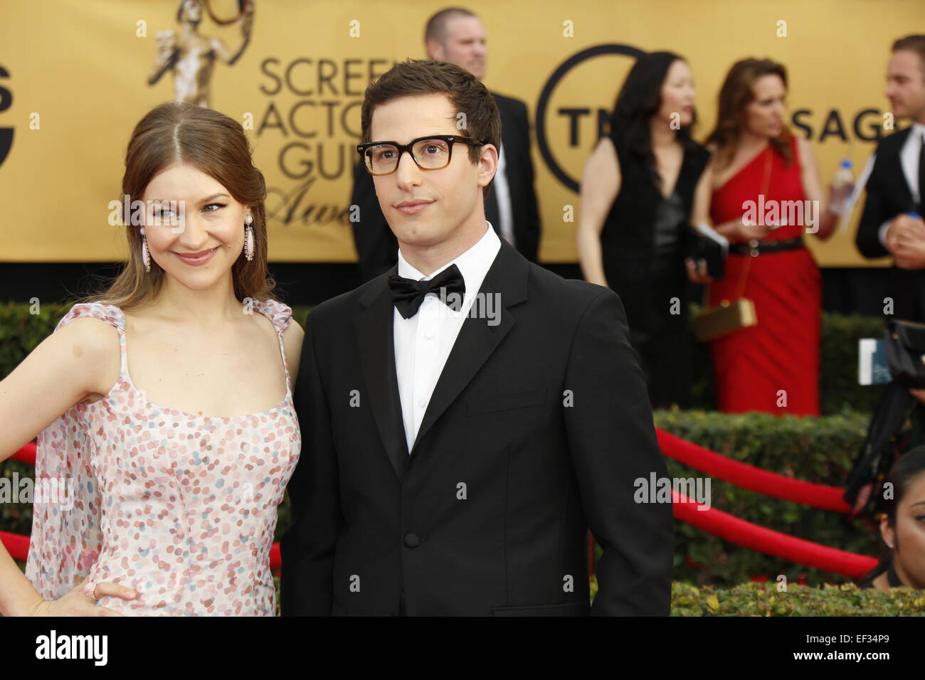 Los Angeles, California, USA. 25th January, 2015. Actors Joanna Newsom and Andy Samberg arrive ...