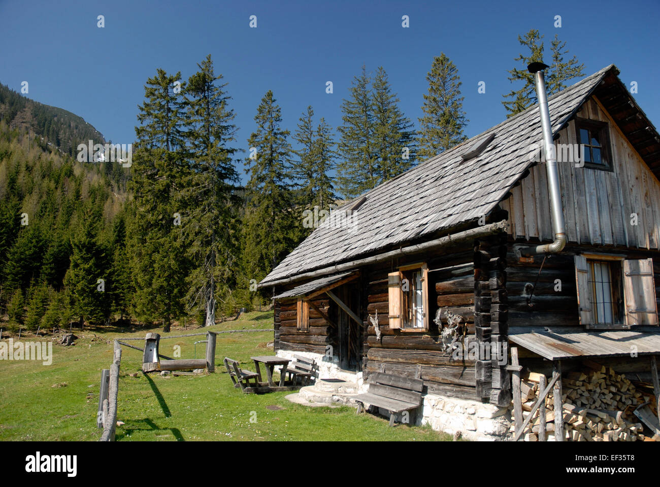 Almhuette at Niederscheibenberg, a traditional alpine hut in the ...