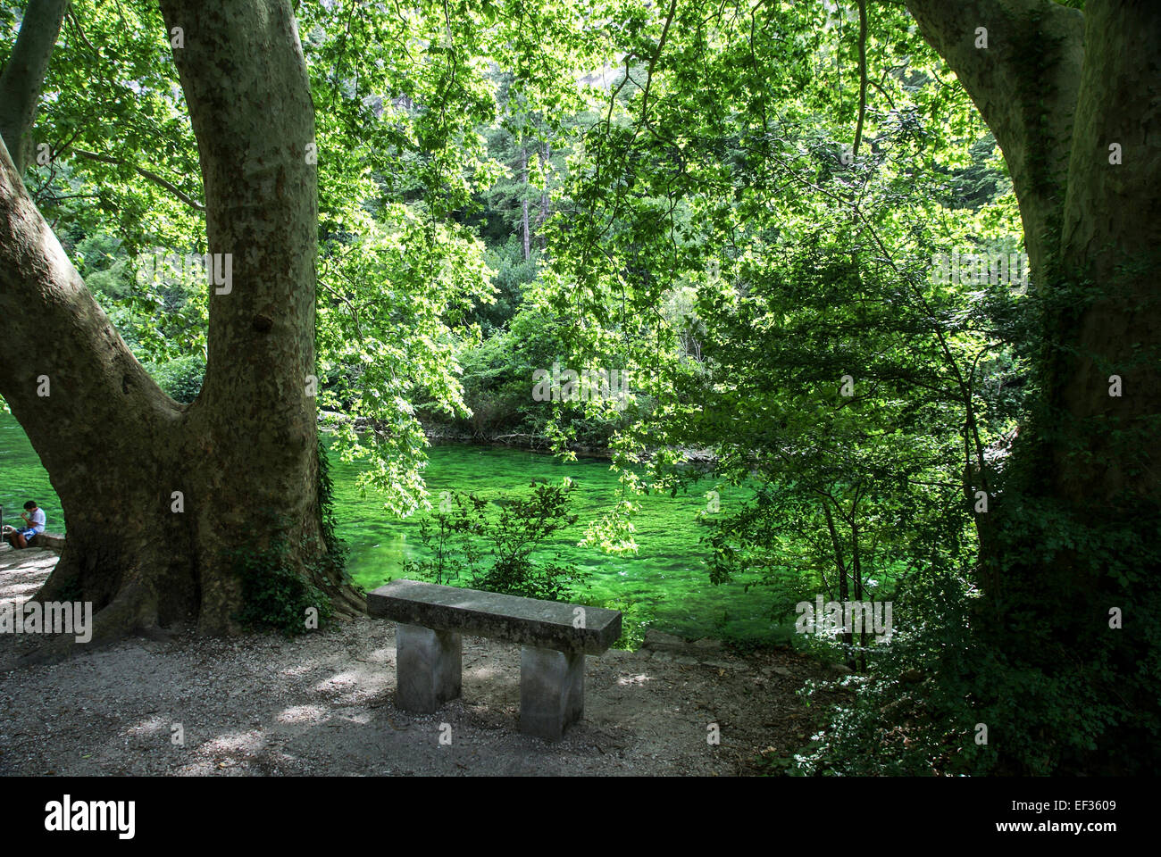 The spring at Fontaine-de-Vaucluse (Vaucluse department) the source of ...