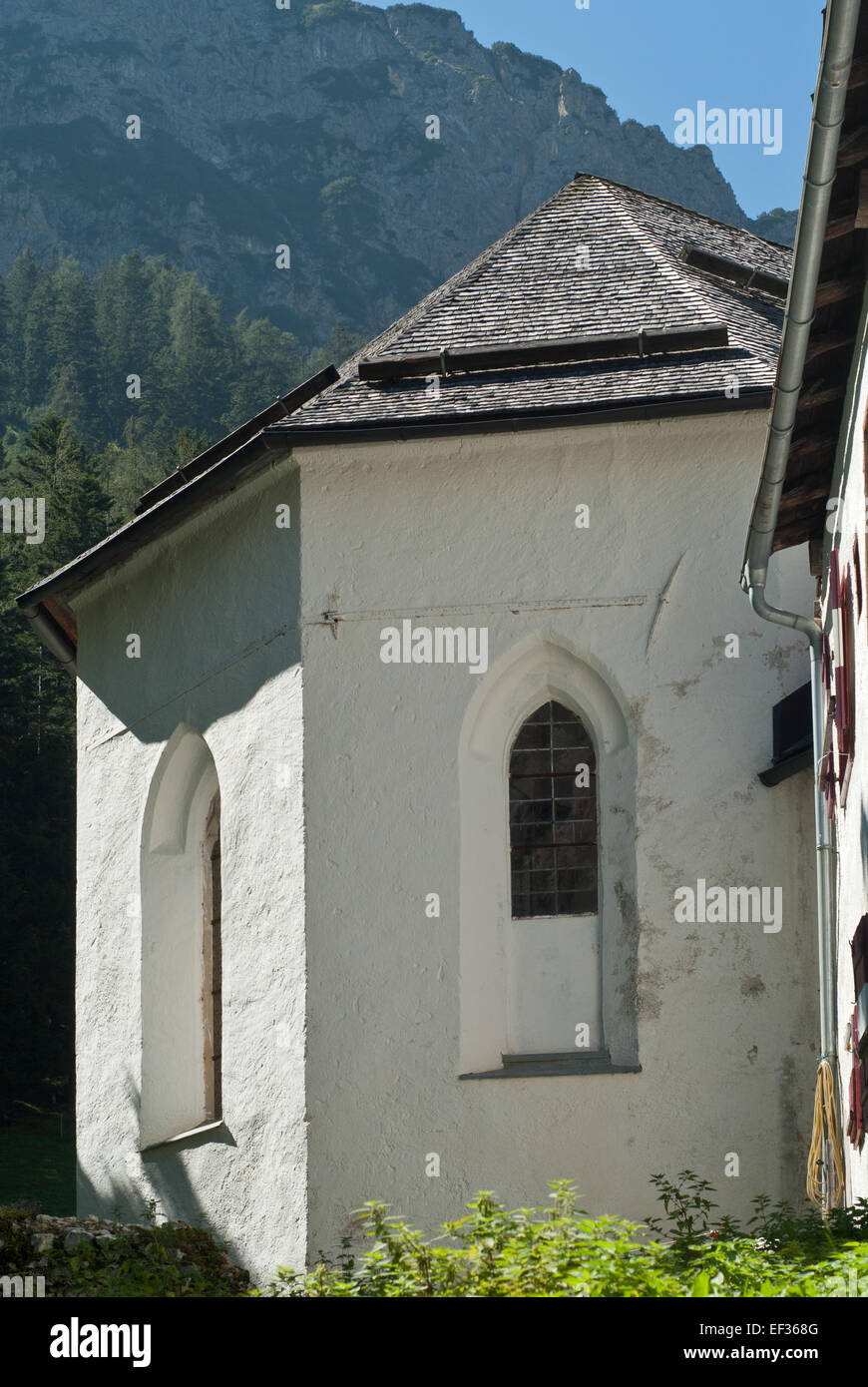 The apse of the St. Magdalena Church in Halltal, Austria, a beautiful ...