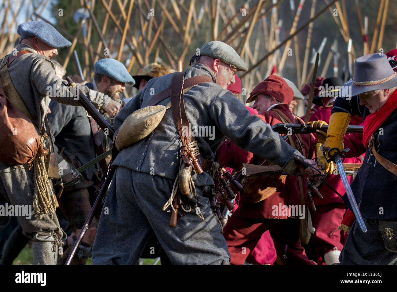 Pikemen in historical costume at Holly Holy Day. Nantwich, Cheshire, UK ...