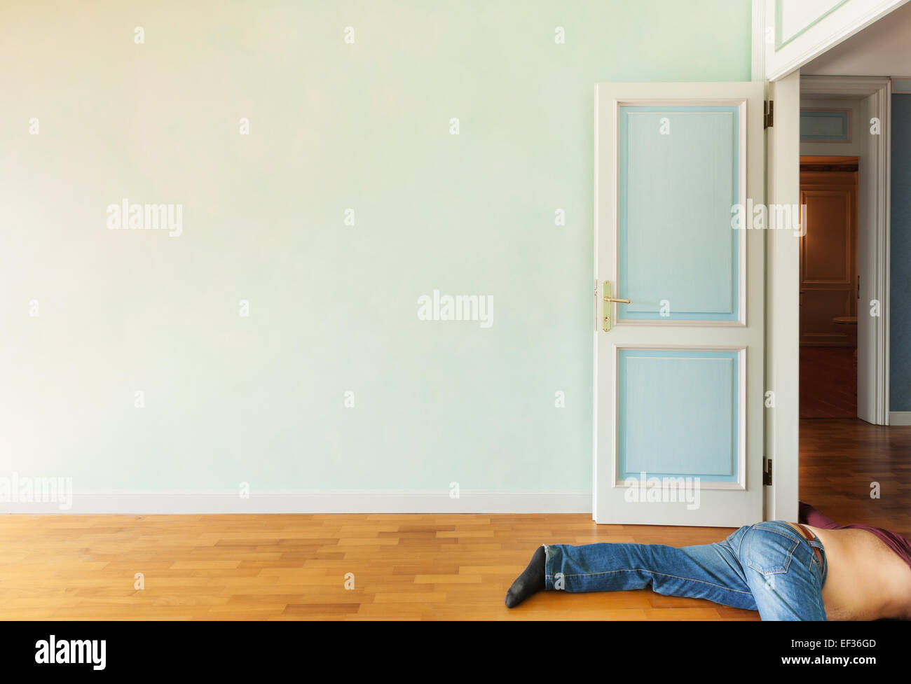 interior home, a weird guy in the room Stock Photo - Alamy