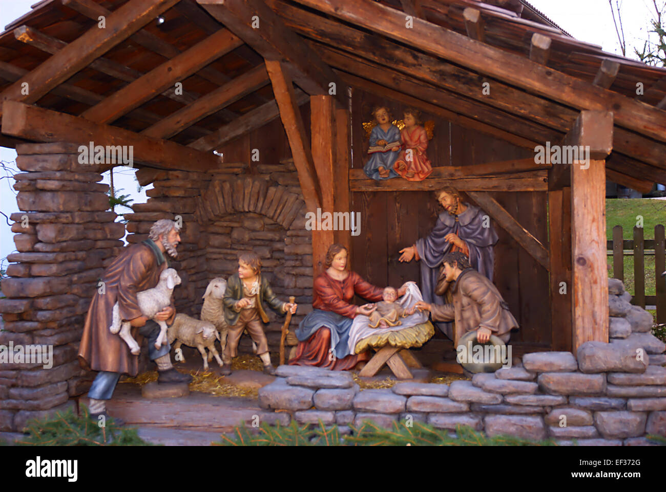 The traditional village nativity scene (Dorfkrippe) in Baumkirchen ...