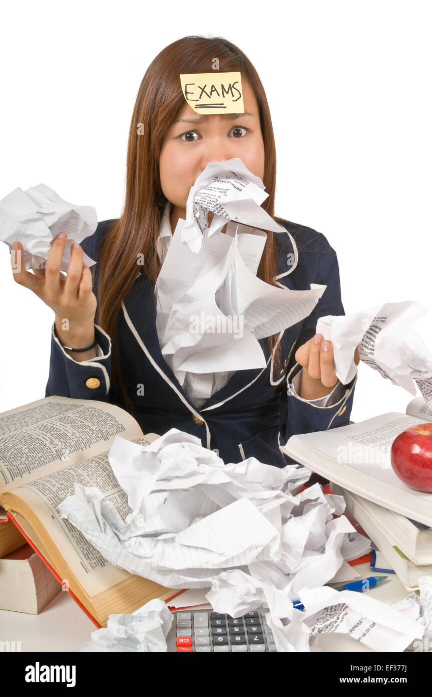 Frustrated teenage student studying for exams Stock Photo - Alamy