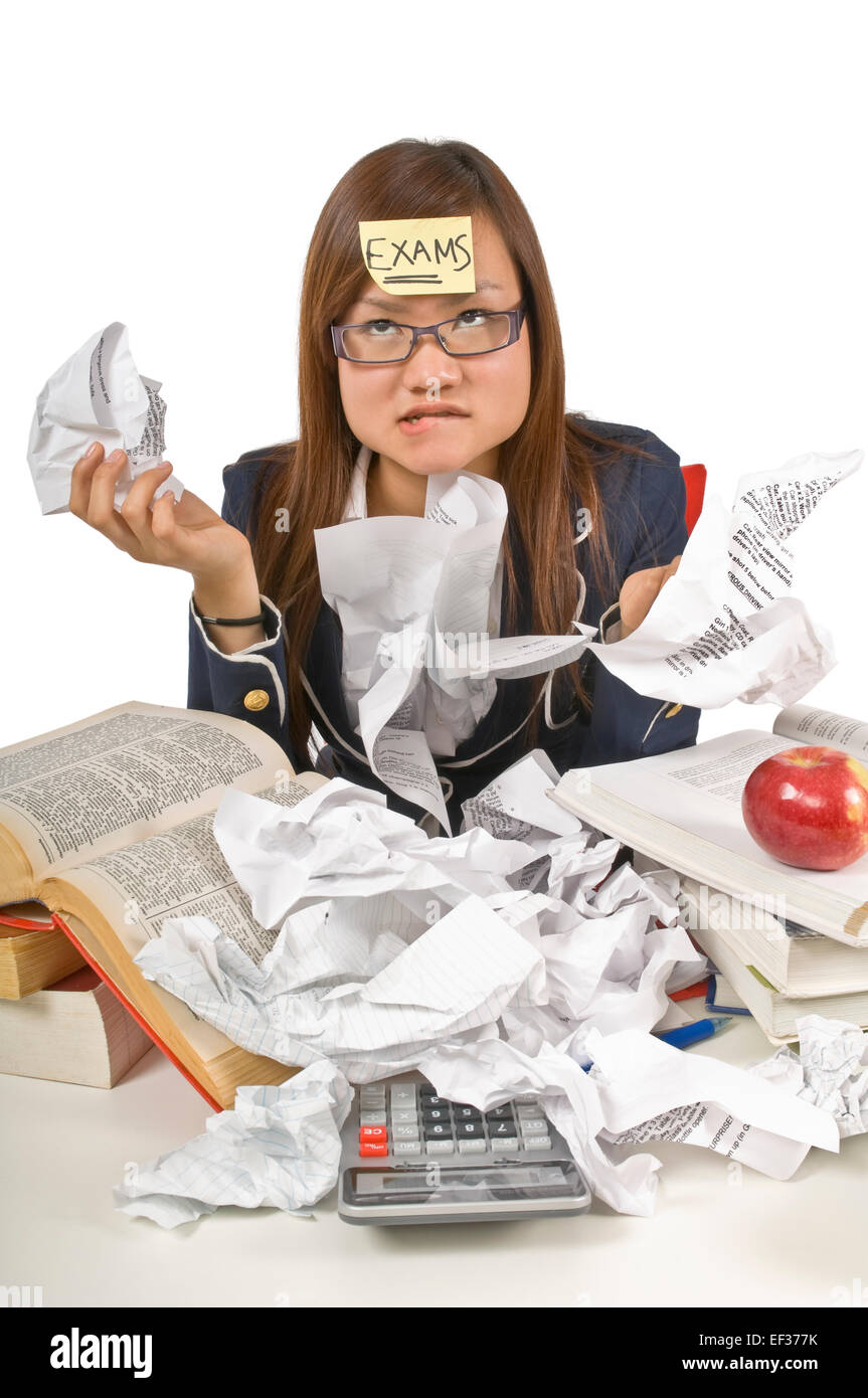 Frustrated teenage student studying for exams Stock Photo - Alamy