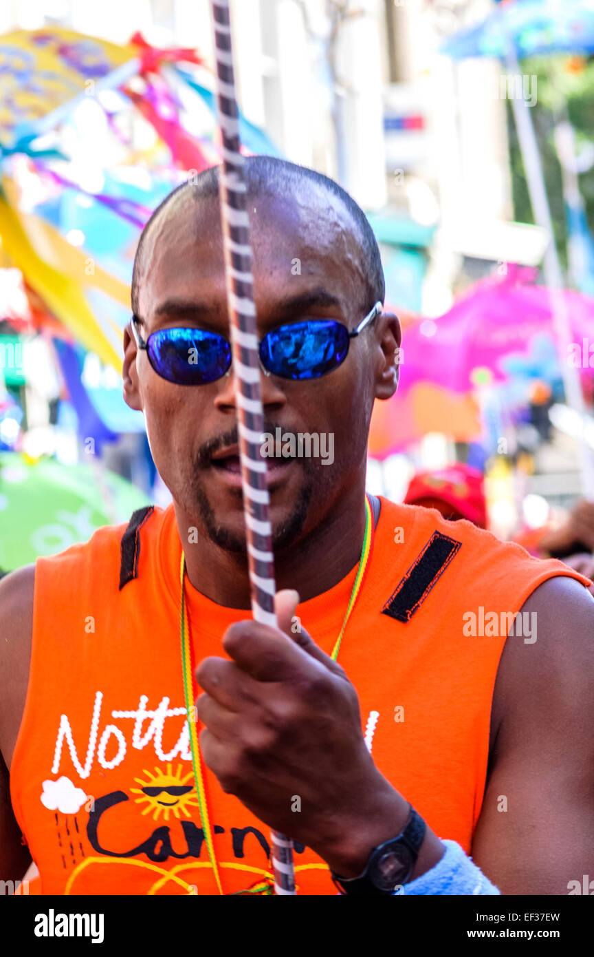 LONDON, UK- August 28th 2005: Fox carnival band parades in the 2005 ...