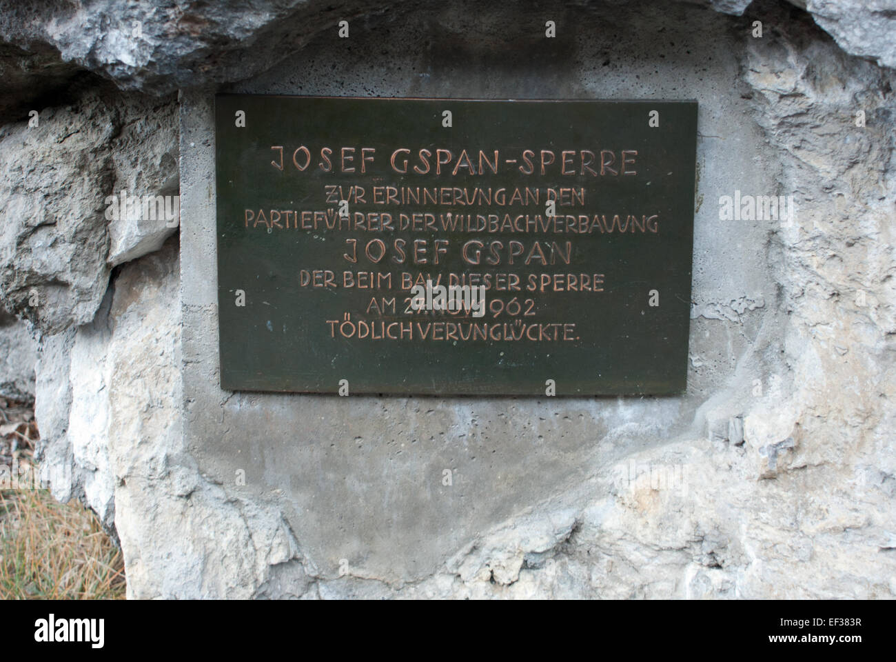 The commemorative plaque for Josef Gspan in Hall in Tirol honors the ...