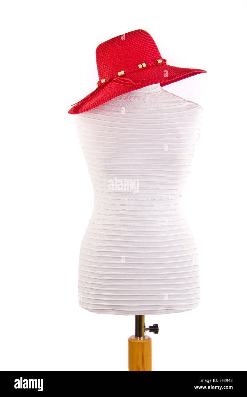 red summer hat on mannequin Stock Photo - Alamy