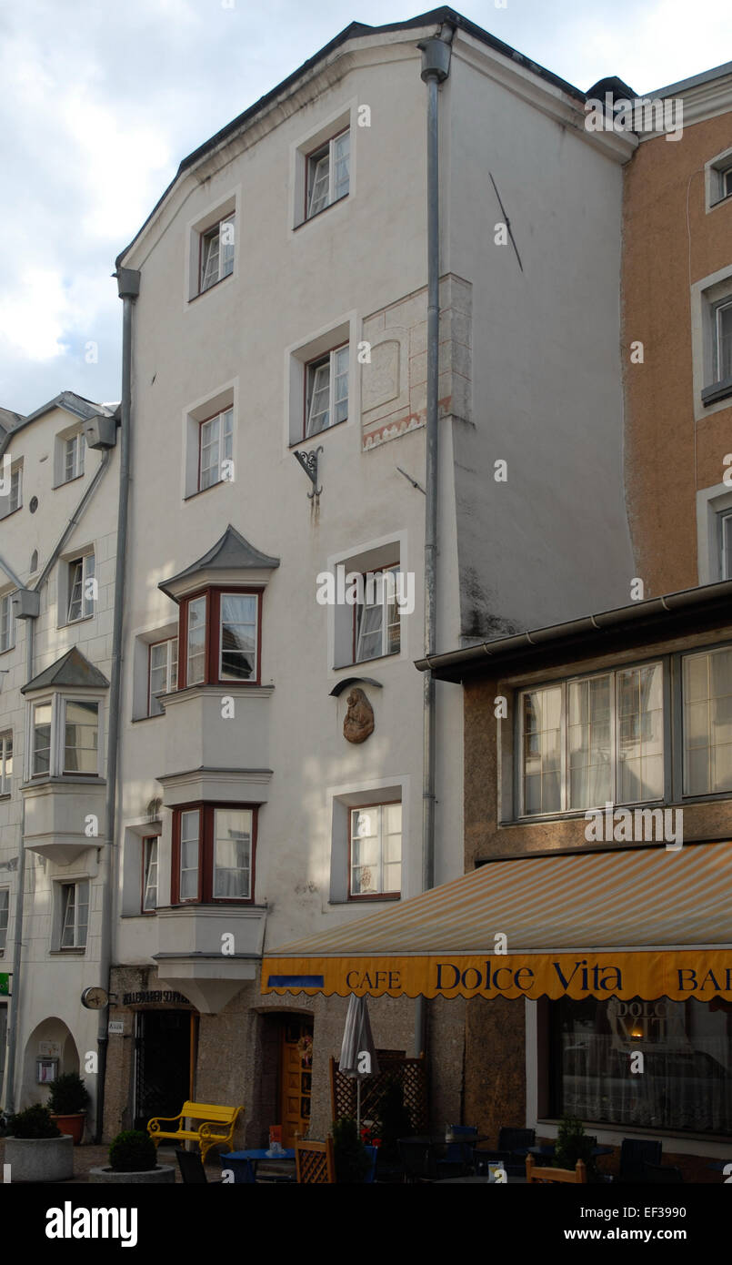 A historic building at Schulgasse 5 in Hall in Tirol, Austria ...