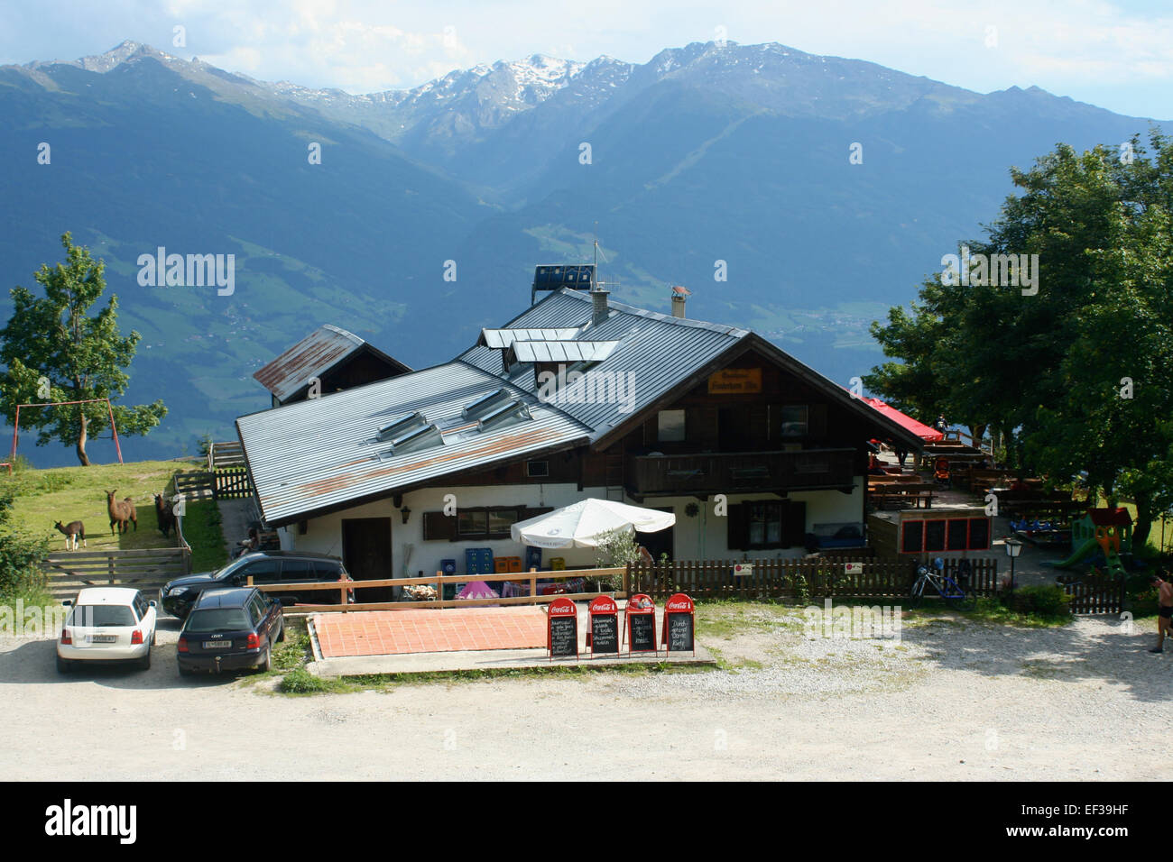 Hinterhorn Alm, a traditional alpine hut located in the Tyrolean Alps ...