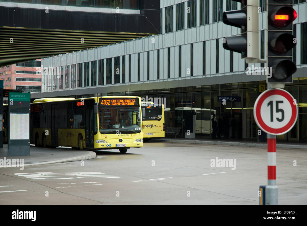 The bus station in Innsbruck is a bustling transport hub, connecting ...
