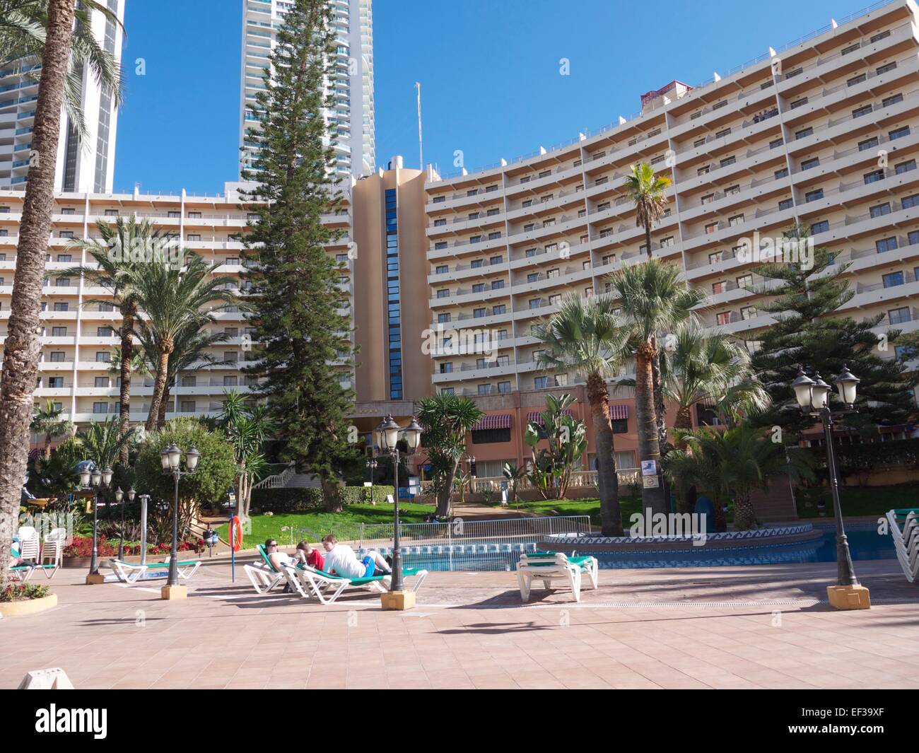 Lonely winter swimming pool at a hotel in Benidorm, Spain Stock Photo ...