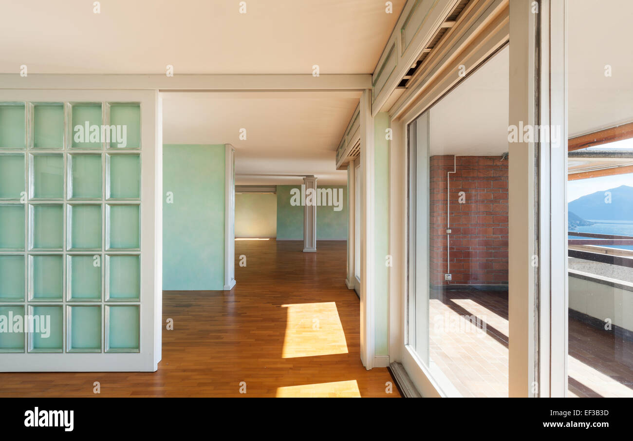 Interior, apartment in style classic, large windows Stock Photo - Alamy